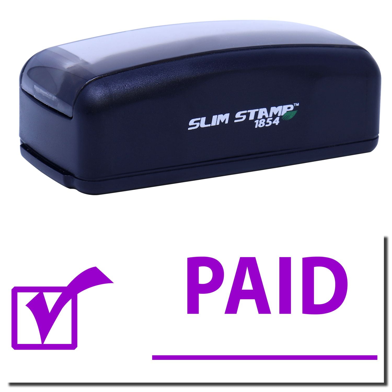 Large Pre-Inked Paid with Checkmark Stamp, Slim 1854, Ultra Slim Design ...