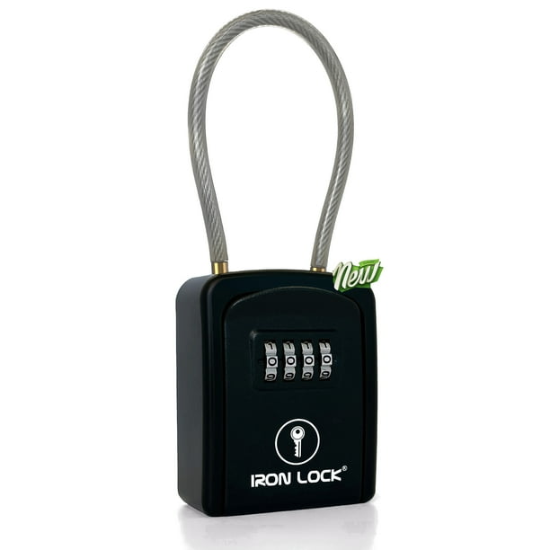 Iron Lock Small Portable Key Lock Box with Cable Shackle and 4-Digit ...