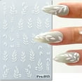 5D Embossed Nail Art Decals White Leaves Flowers Adhesive Sliders Nail ...