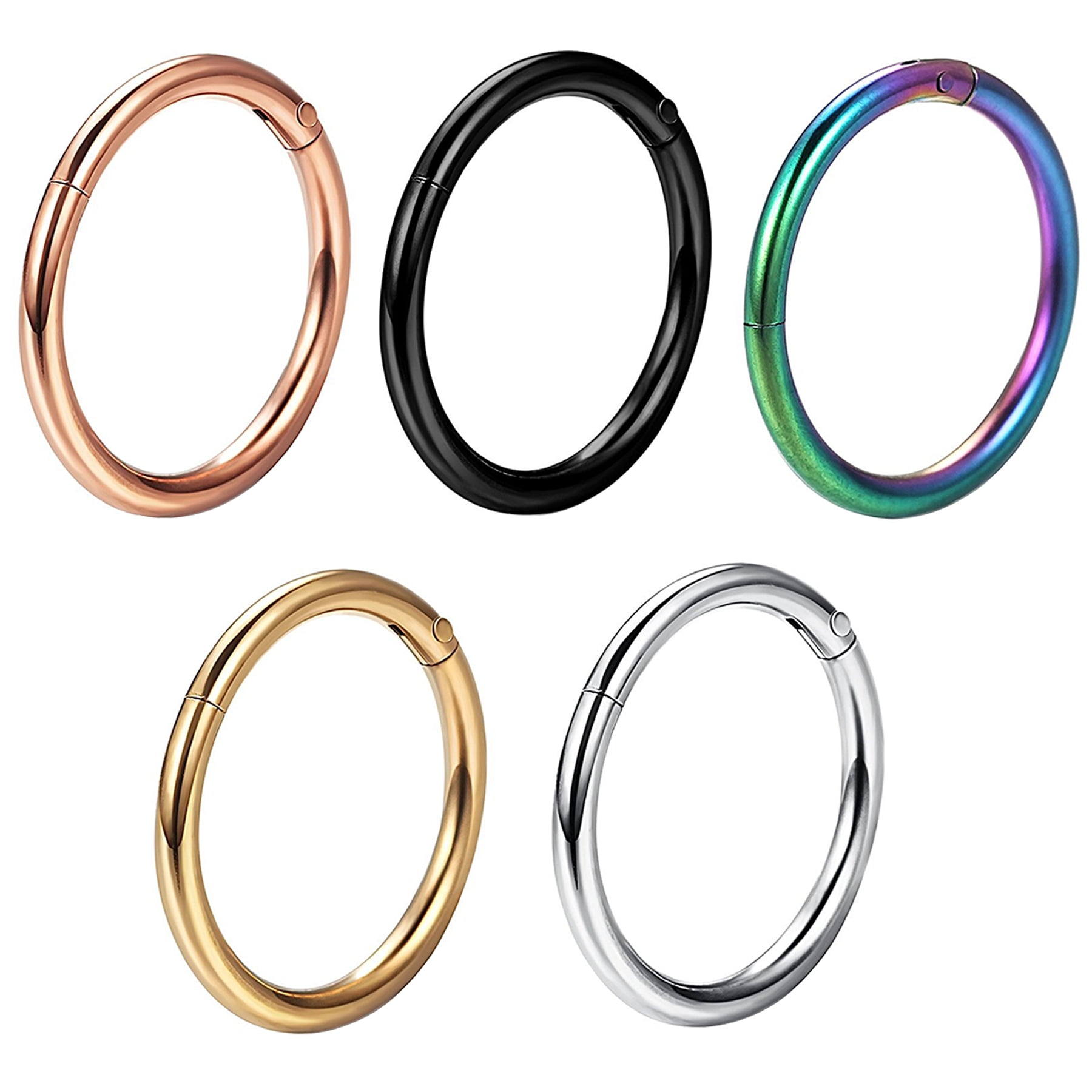 5pcs Surgical Steel 20G Nose Rings Hoop Set Hinged Segment Lip ...