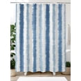 Abstract Blue Stripes Shower Curtain, Rustic Navy Denim Striped Classic ...