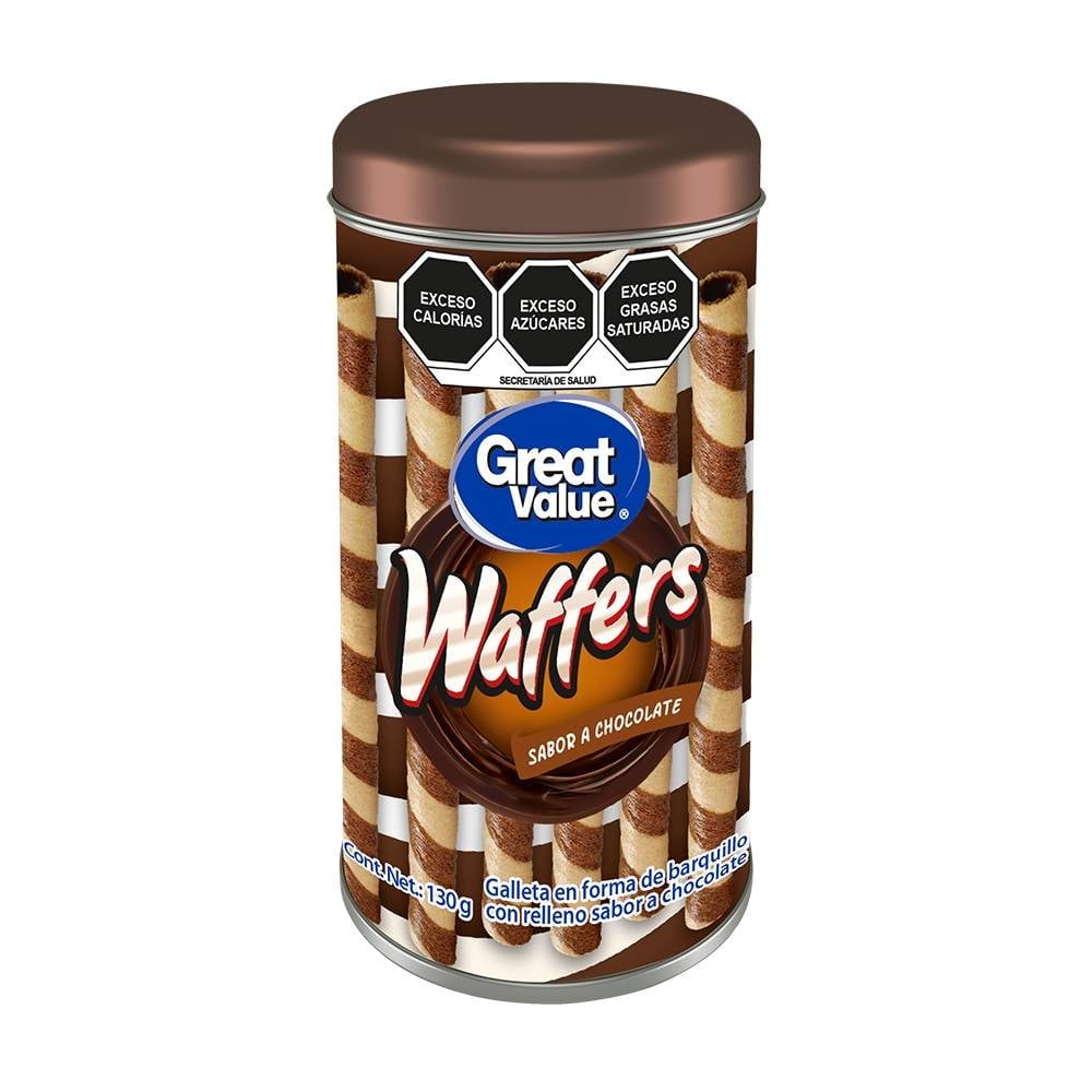 Galletas Great Value waffers sabor chocolate 130 g | Bodega Aurrera en ...