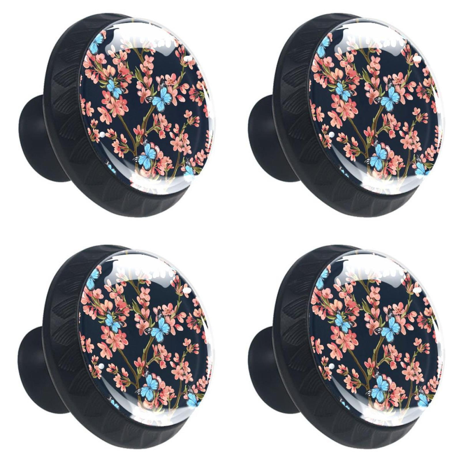 4 Pcs Japanese Flower Spring Knobs for Kitchen Cabinet Cupboard Dresser ...