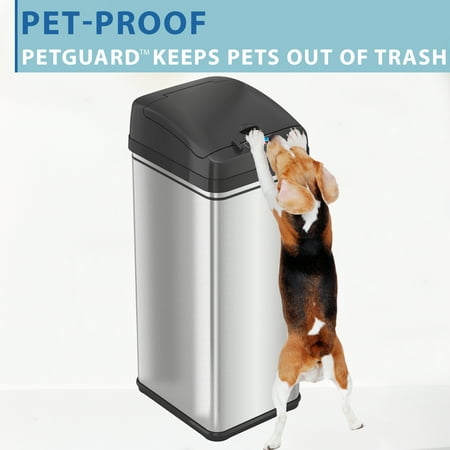 iTouchless 13 Gallon Pet-Proof Sensor Trash Can with AbsorbX Odor ...