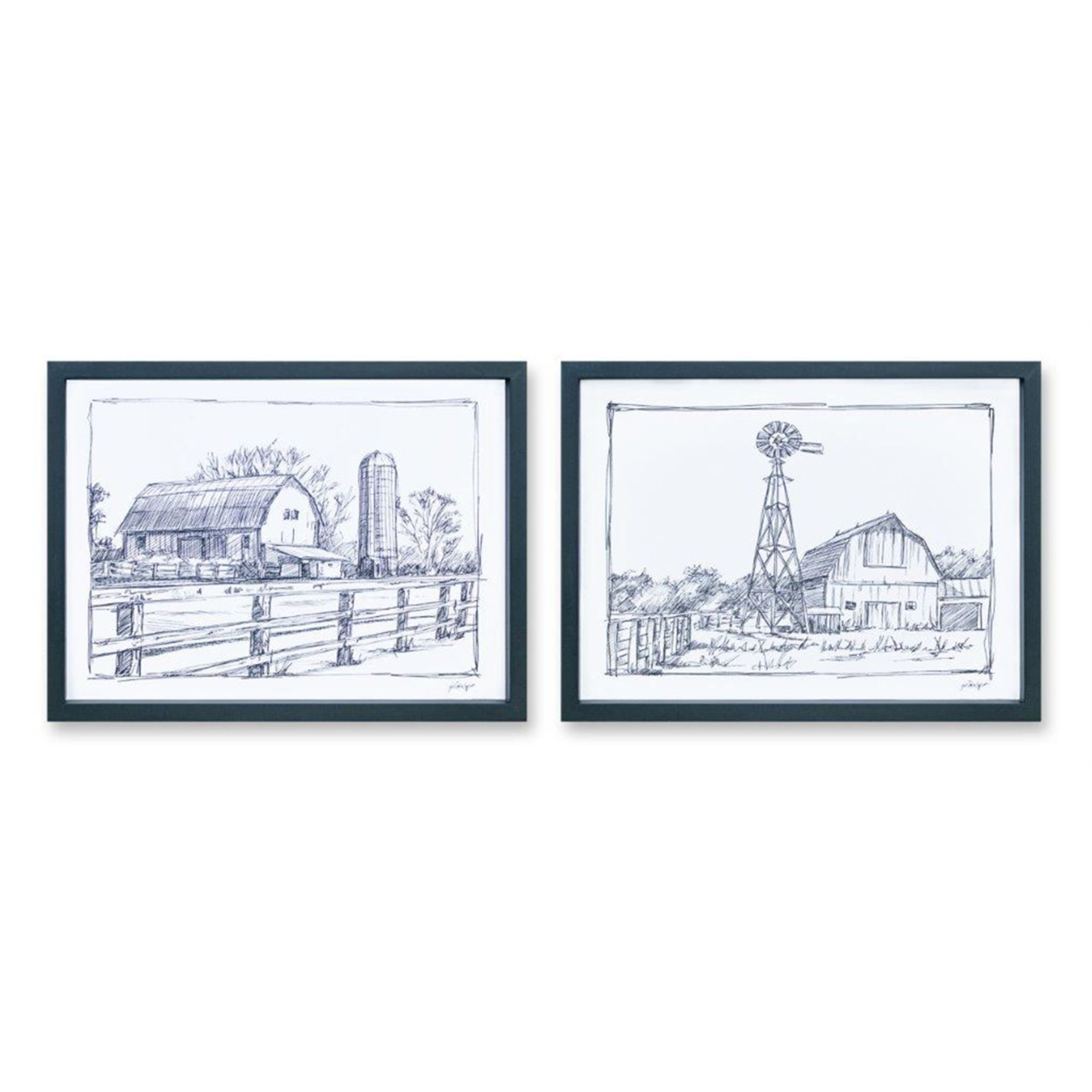 Home Decorative Barn Print (Set Of 2) 15.75"L X 12"H Mdf, Paper ...