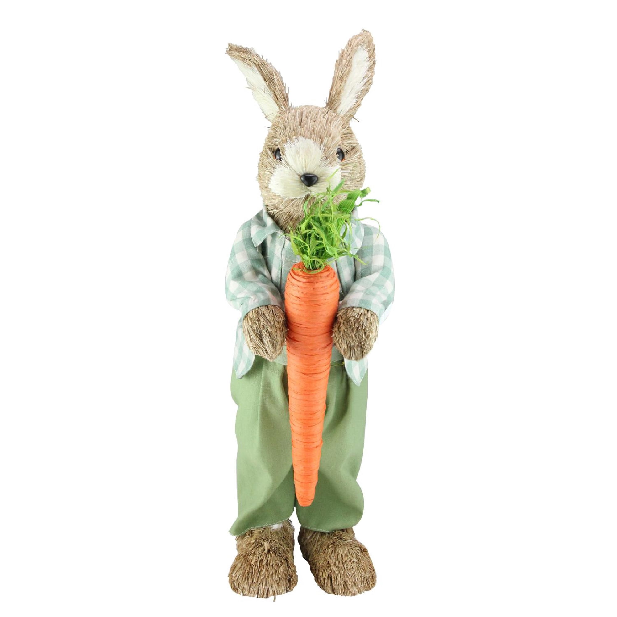 Northlight 19" Spring Sisal Standing Bunny Rabbit Figure with Carrot ...