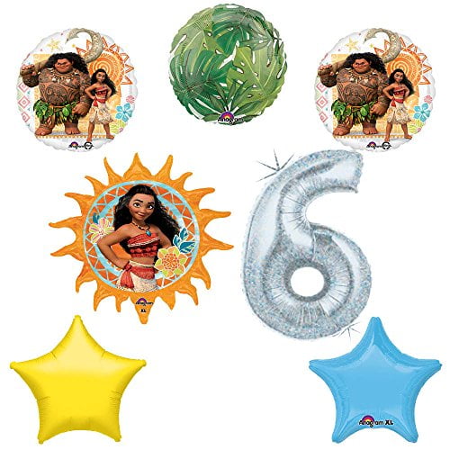 Disney Moana 6th Holographic Birthday Party Balloon Supplies Decoration ...