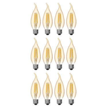 (2 bulbs) GE Vintage Amber Glass LED Chandelier Bulb, Candelabra base, 60 watt equivalent, 400 ...