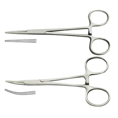 Qianli 2 Pack 7 Inch Curved & Straight Hemostat Forceps - Stainless ...