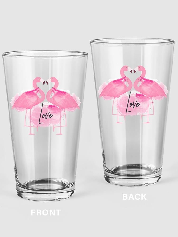 Flamingo Love Pint Glass -SPIdeals Designs, 16 oz Transparent Glass ...