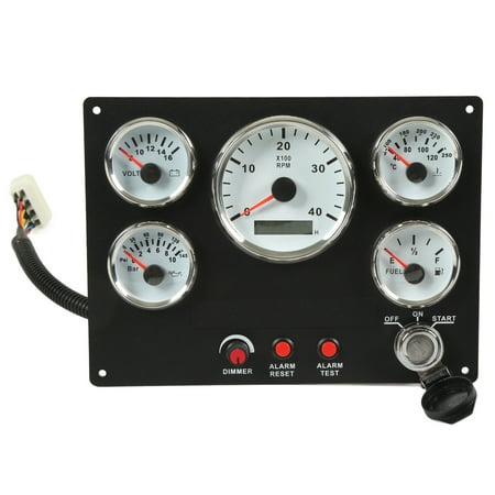 Boat Gauge Panel, Boat Instrument Panel 4000RPM Tachometer Fuel Water ...