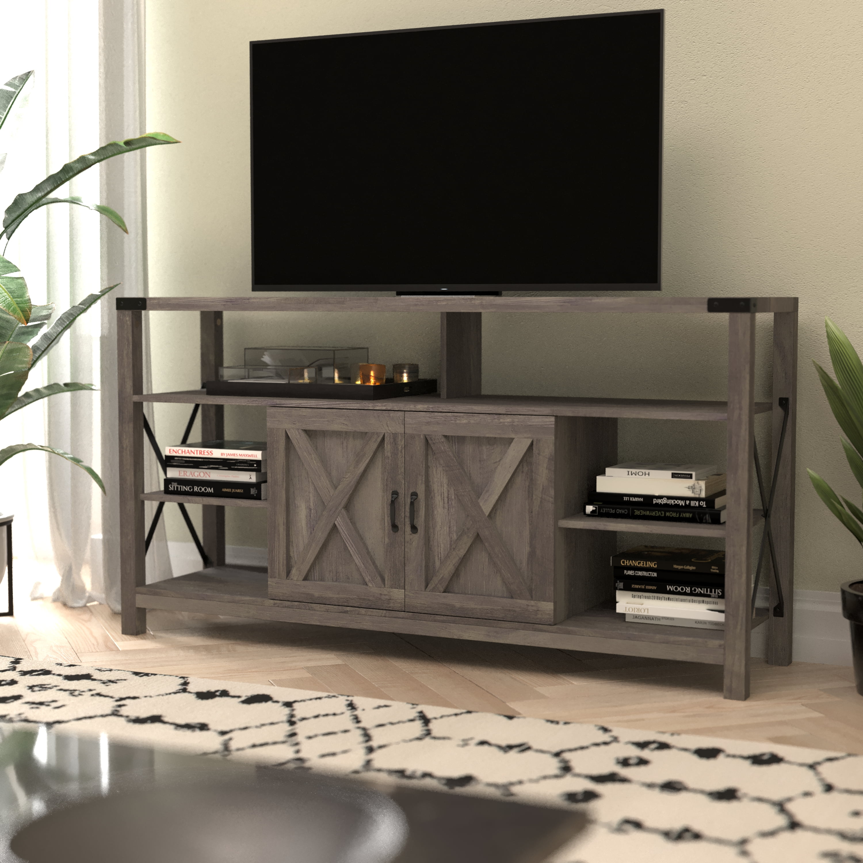 Flash Furniture Wyatt Modern Farmhouse Television Stand for TVs up to ...