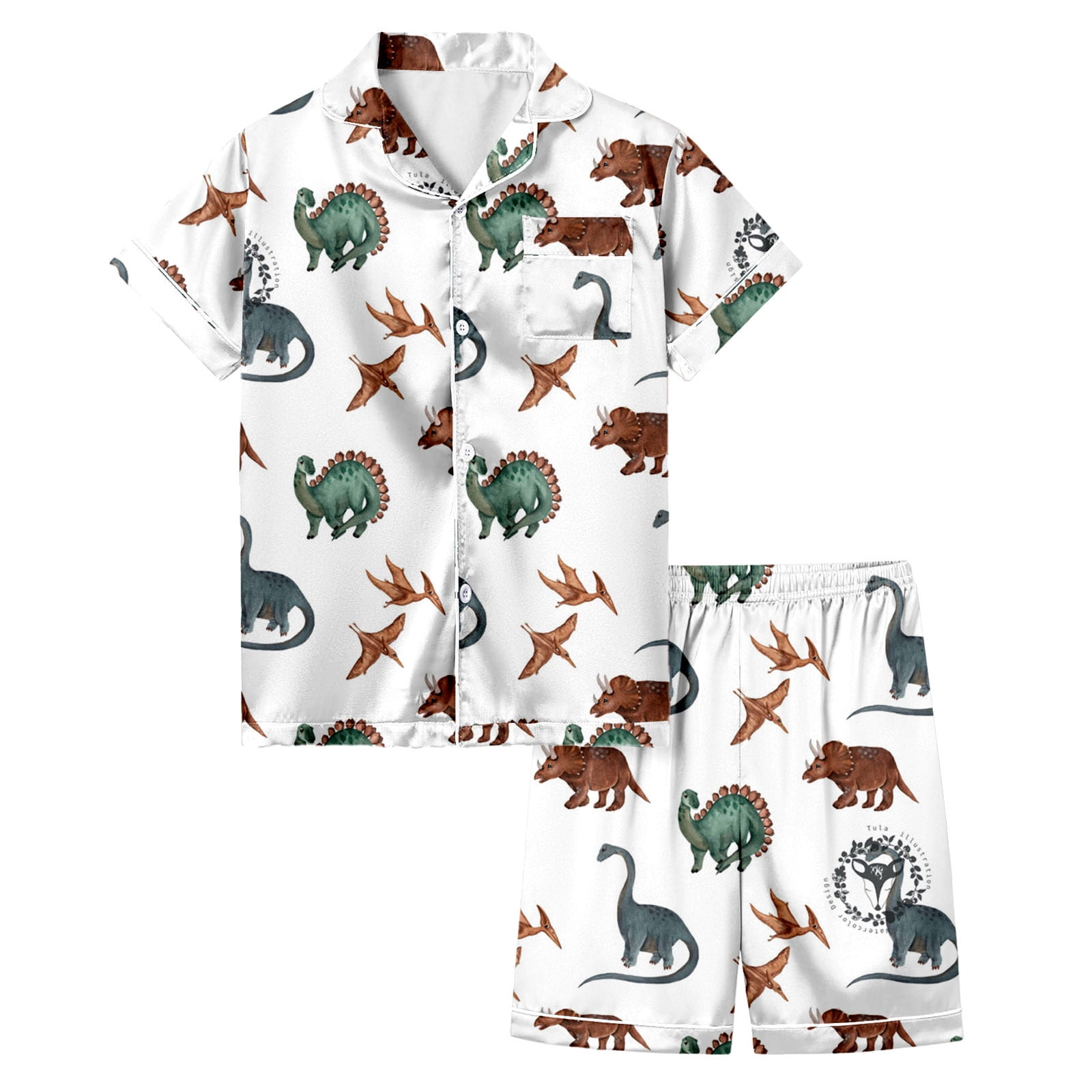 Click here for Huaiyyyy Kids Boy Silk Pajamas Set Dinosaur Pajama... prices