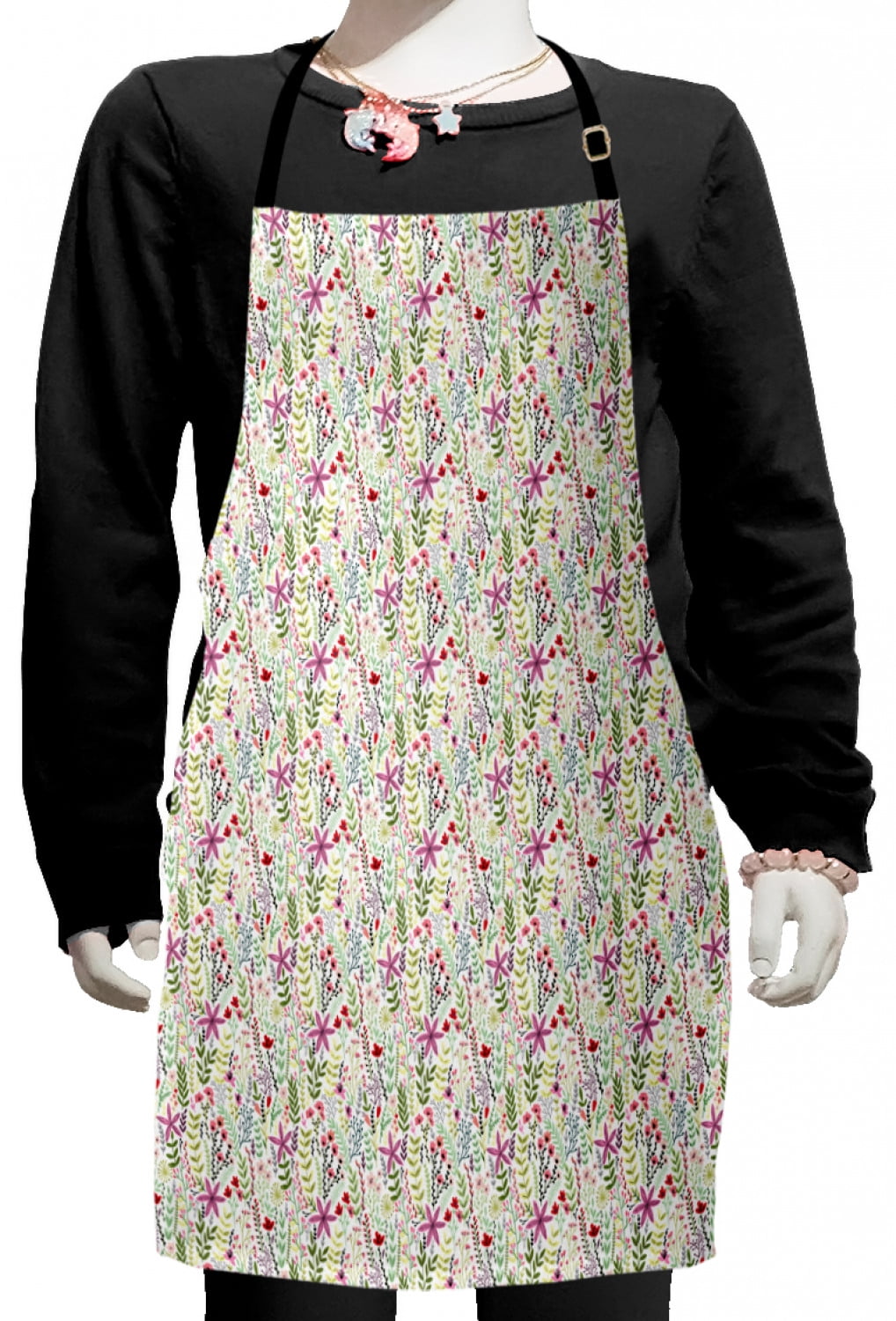 Spring Kids Apron, Wild Flowers Pointy Petals Season Blossoming Leaves ...