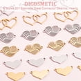 24Pcs 6 Styles 201 Stainless Steel Connector Charms Hearts Real Gold ...
