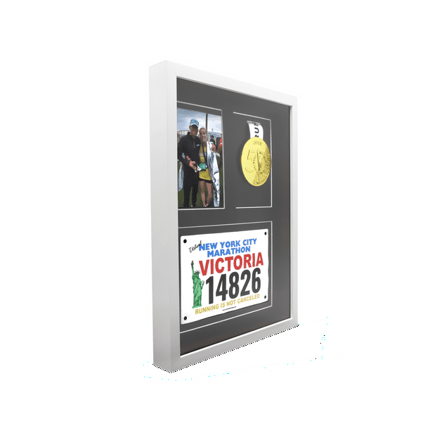 3 in 1 Shadow Box Display (Race Bib, Medal, Photo)– White - Walmart.com