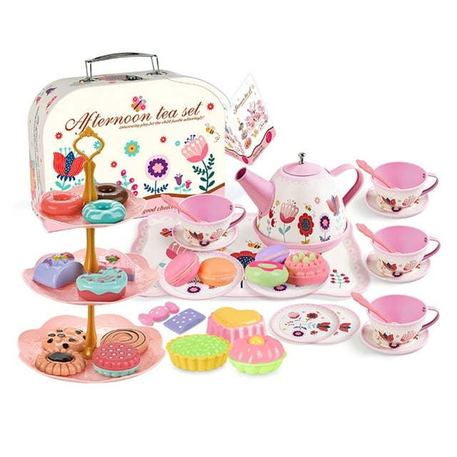 36Pcs Teas Party Set for Little Girls Pretend for Play Teapot Set with ...