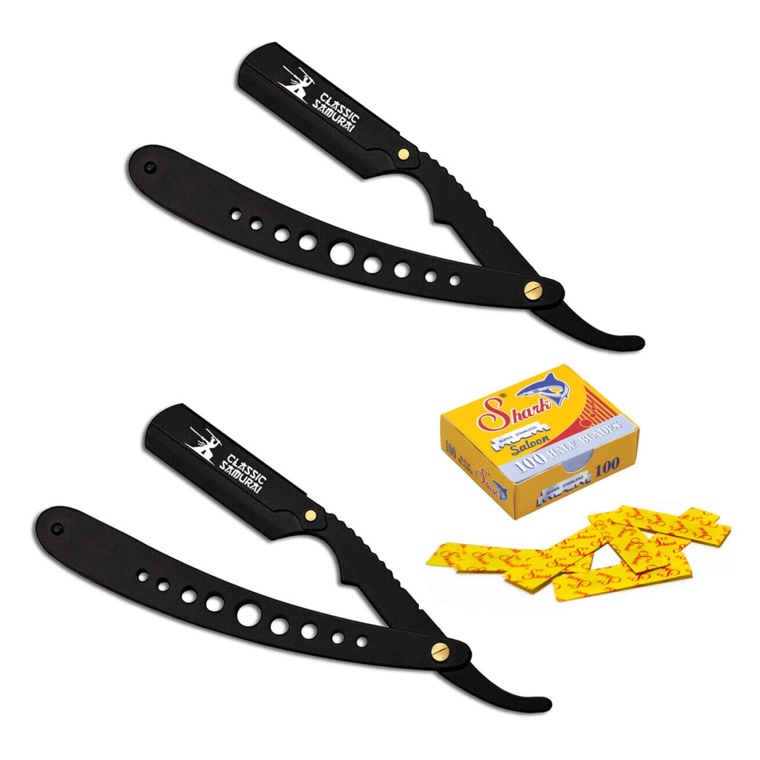 2x Stainless Steel Folding Straight Edge Shavette Barber Razor 100 ...
