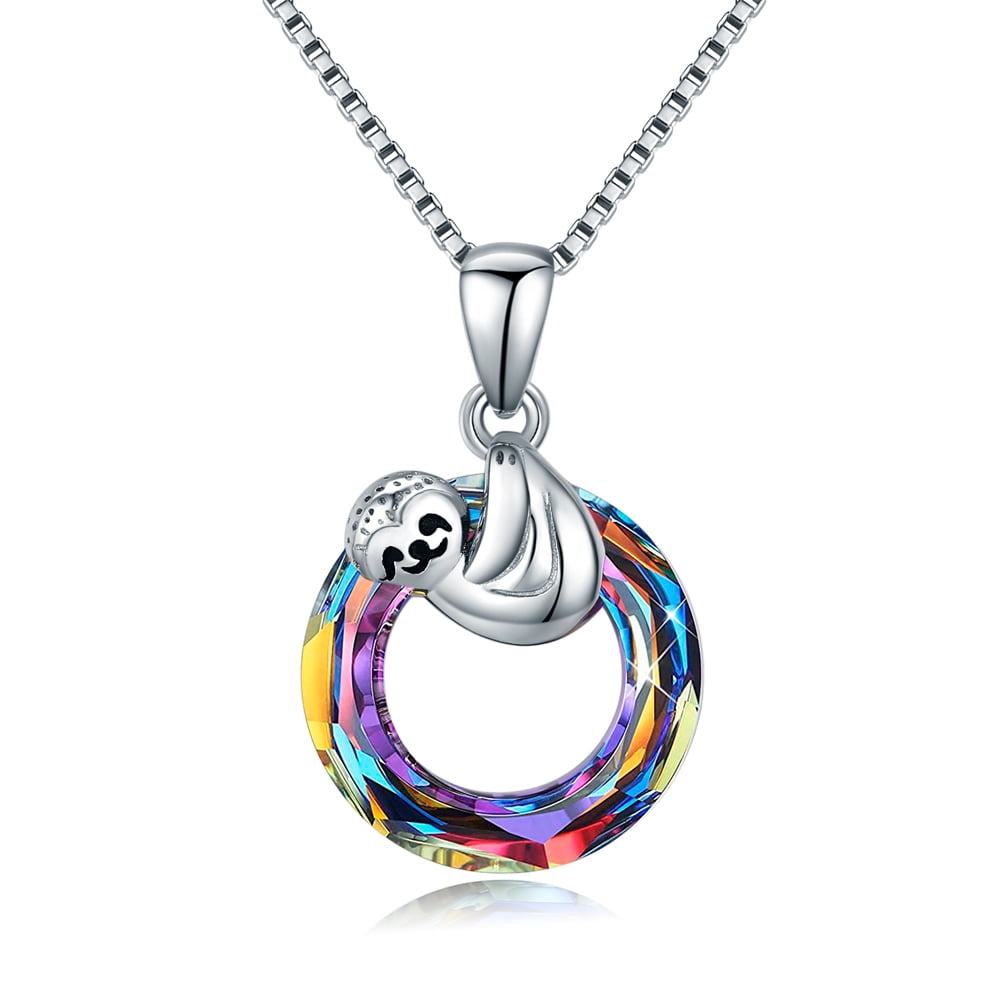 Coachuhhar Sloth Crystal Necklace 925 Sterling Silver Cute Animal ...