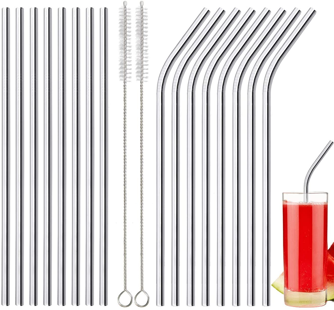Annvchi stainless steel straws, 304 reusable, metal straw set, non ...