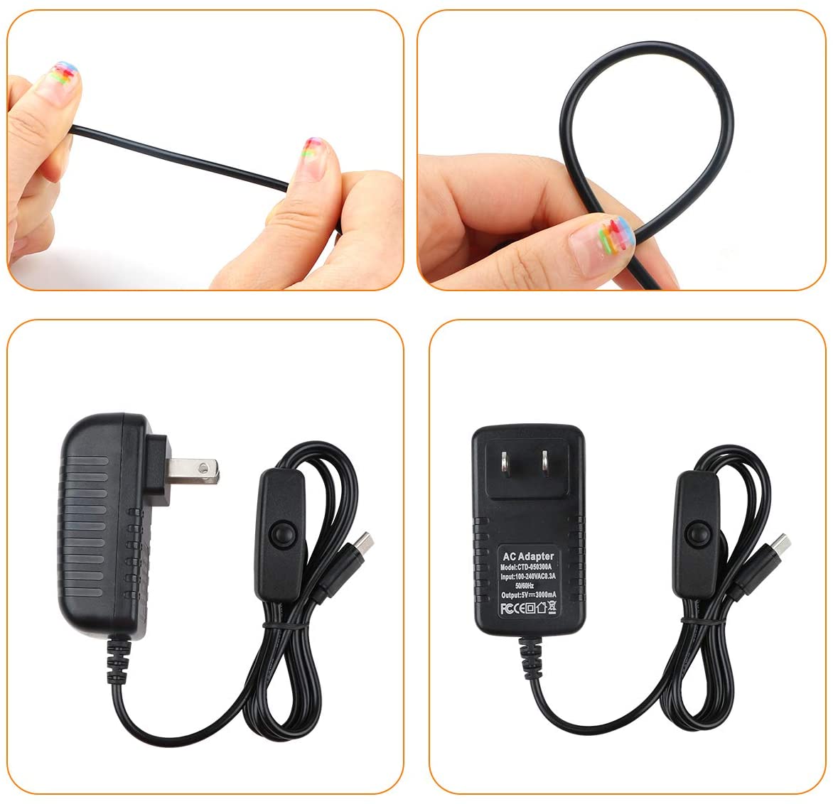 Buy LiteBee Raspberry Pi 4b Power Supply AC Adapter, 5V 3A USB-C Type-C ...