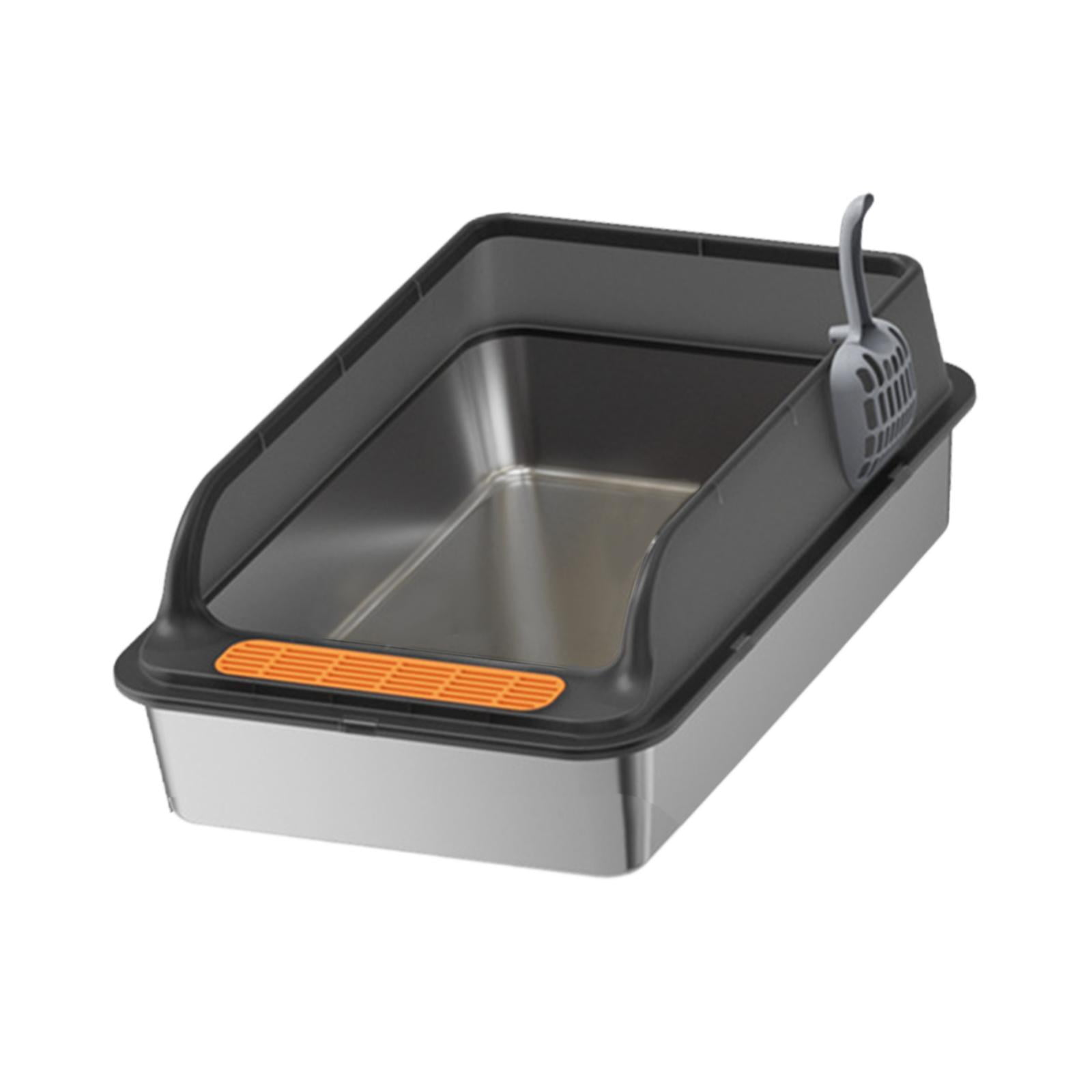 Caja de arena para gatos de acero inoxidable, arenero para gatos, cama ...