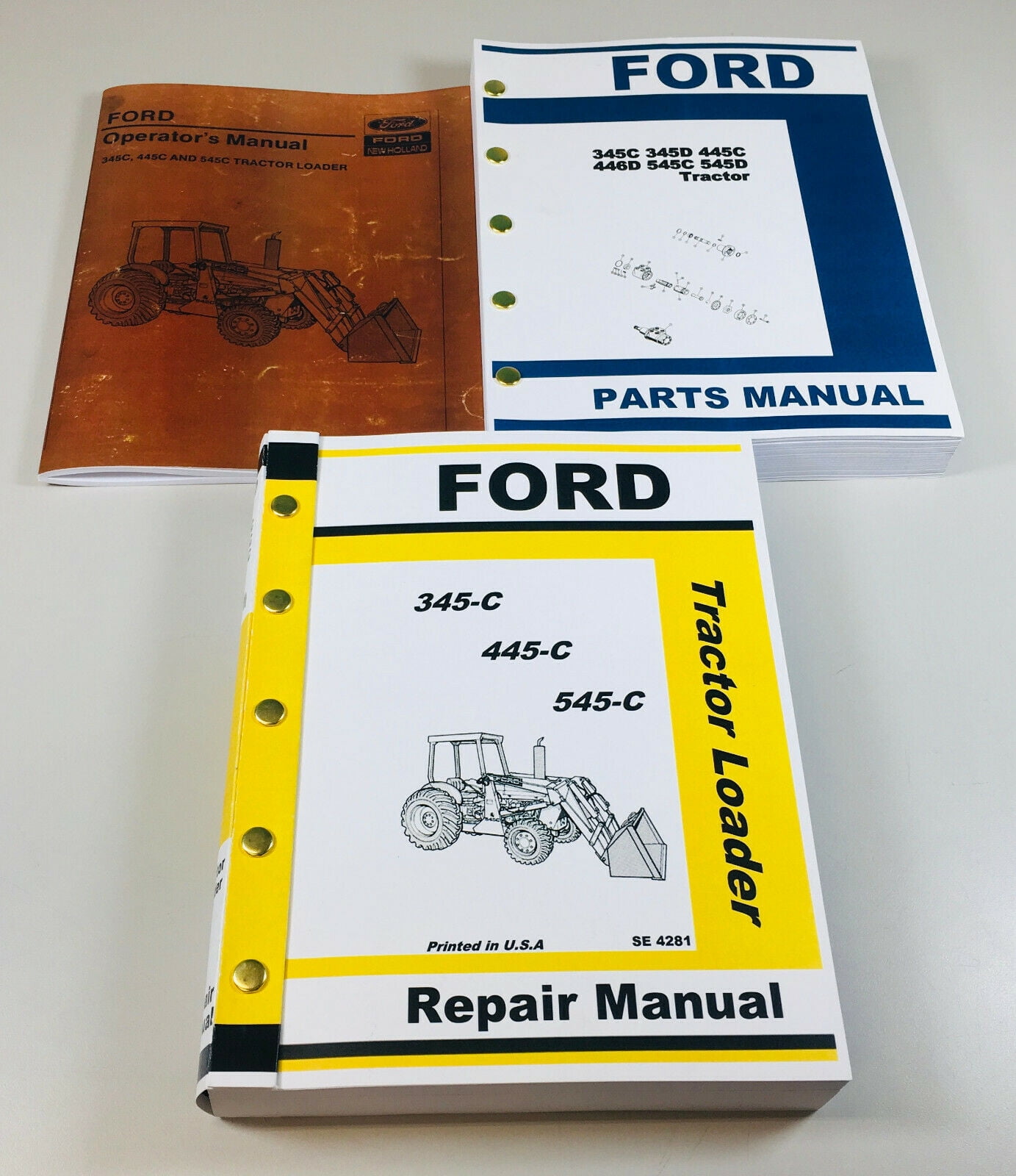 Ford 345C 445C 545C Tractor Loader Service Parts Operators Repair ...