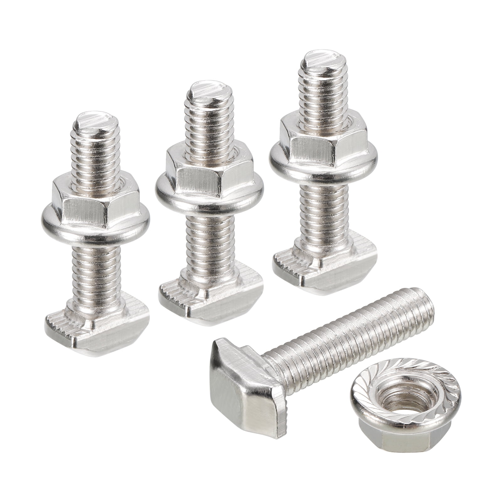 M5x20mm T Slot Drop in Bolt and M5 Hexagon Flange Nut Set 10 Sets T ...