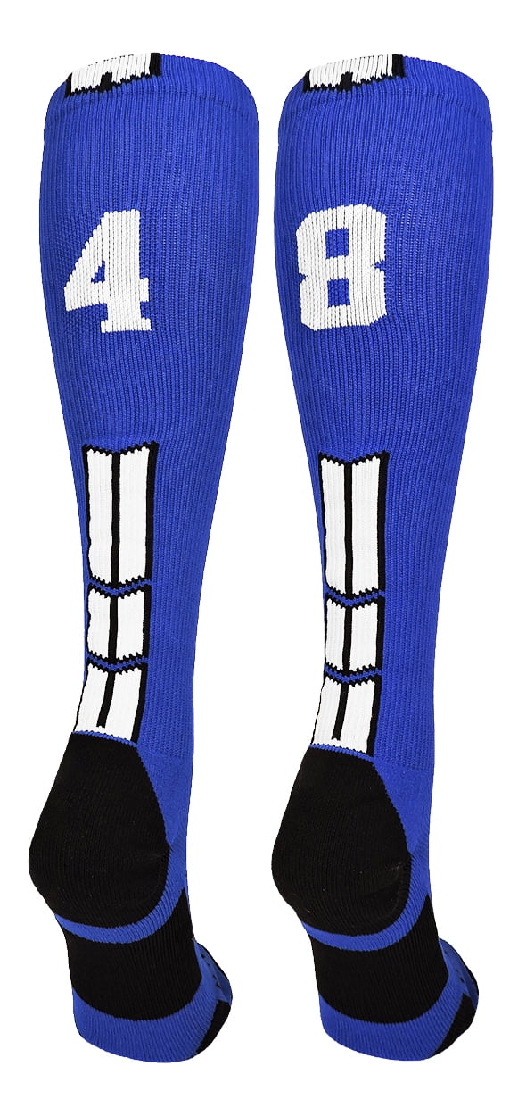 Royal/White Player Id Over the Calf Number Socks (#48, Large) - Walmart.com