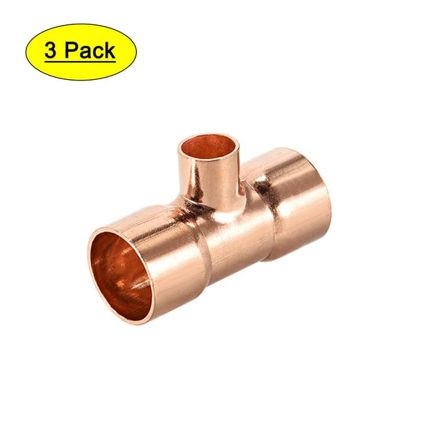 3/8-inch x 1/2-inch Copper Reducing Tee Copper Pressure Pipe Fitting ...