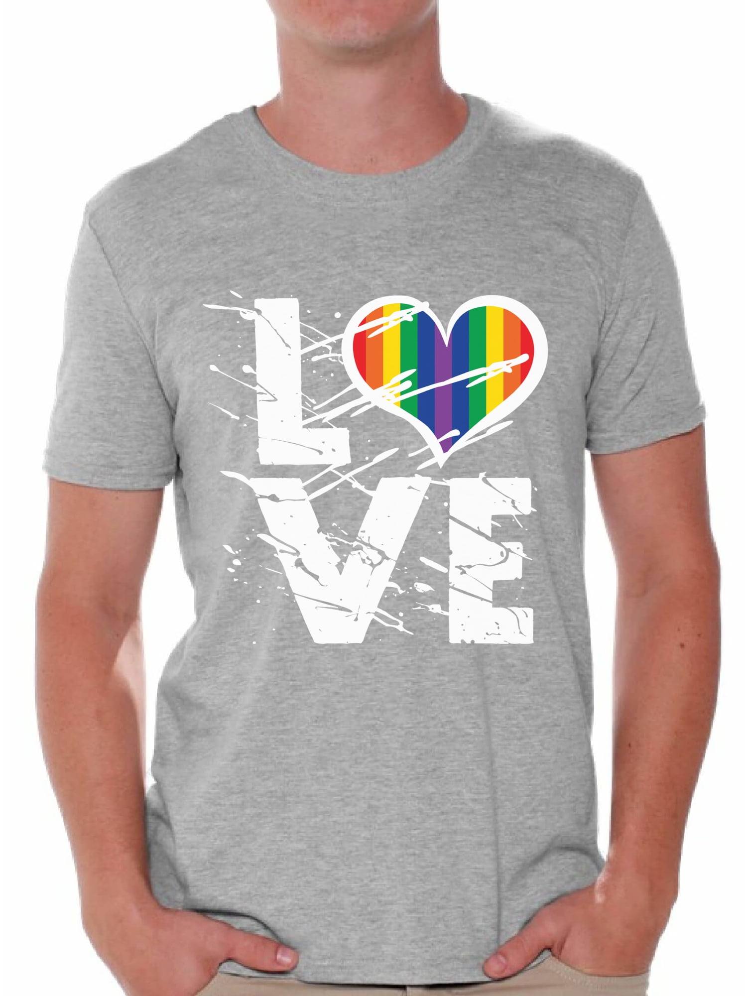 Awkward Styles Mens Love Graphic Tshirt Tops Love Rainbow Heart Graphic ...