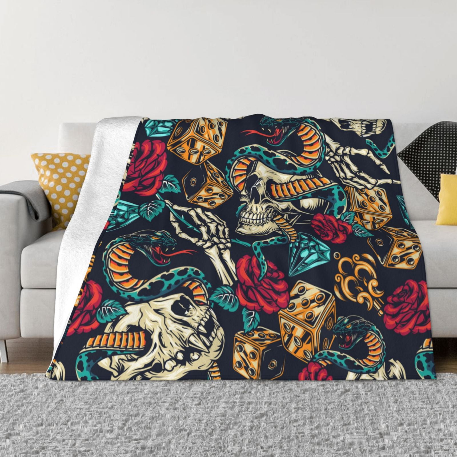 XMXT Throw Blanket, Kull Snake Flower Machine Washable Blankets for ...