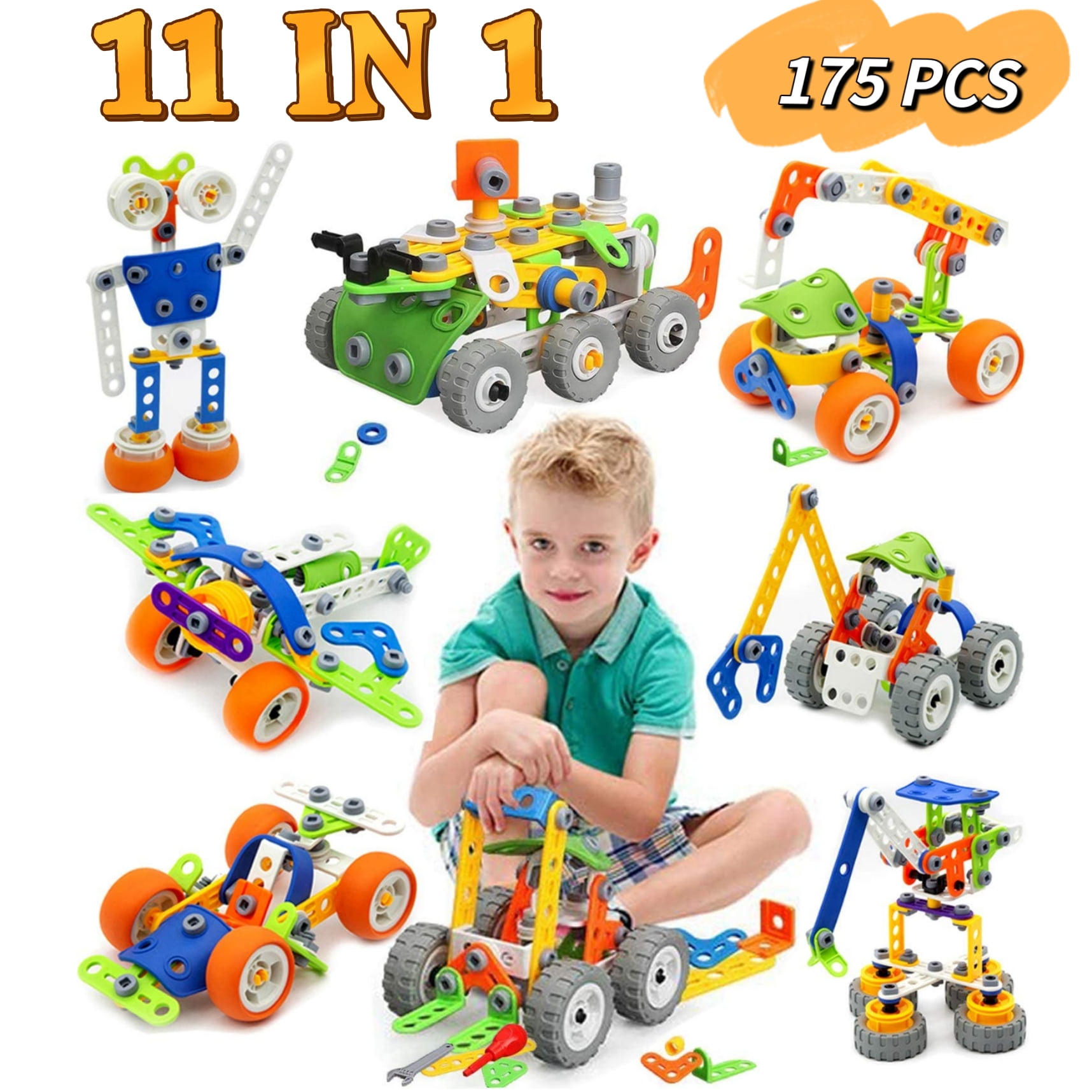 MOONTOY 175 PCS Building Blocks STEM Toys For 5 6 7 8 Year Old Boys