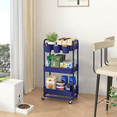 3-Tier Plastic Rolling Storage Cart Utility Cart with Extra Hanging ...