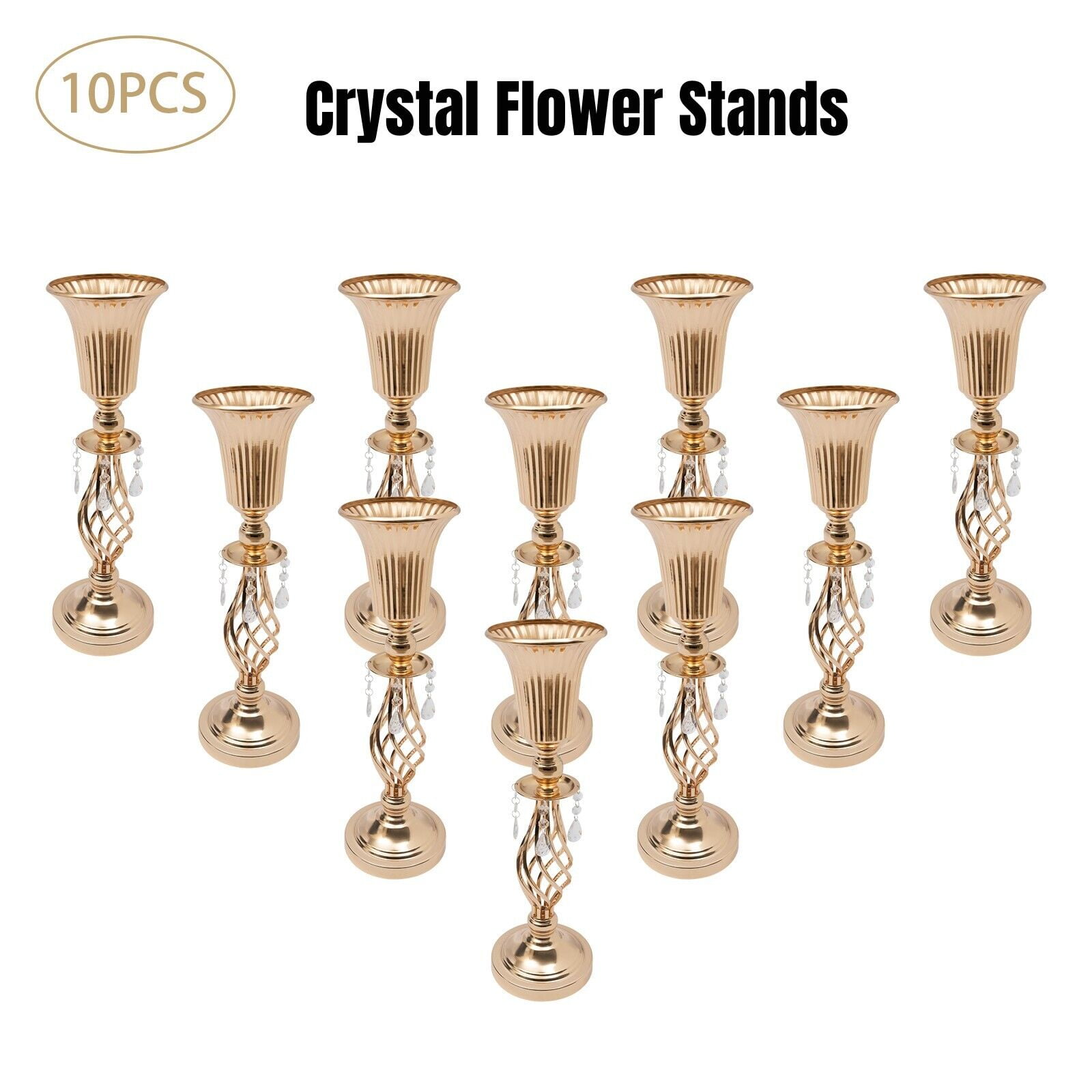 10PC Gold Crystal Flower Stands Wedding Table Centerpieces Flower Vases ...