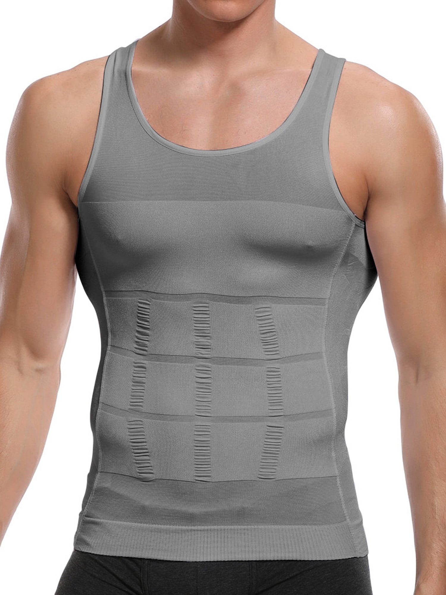 Mens Compression Undershirts Ultra Slimming Body Shaper Belly Control ...