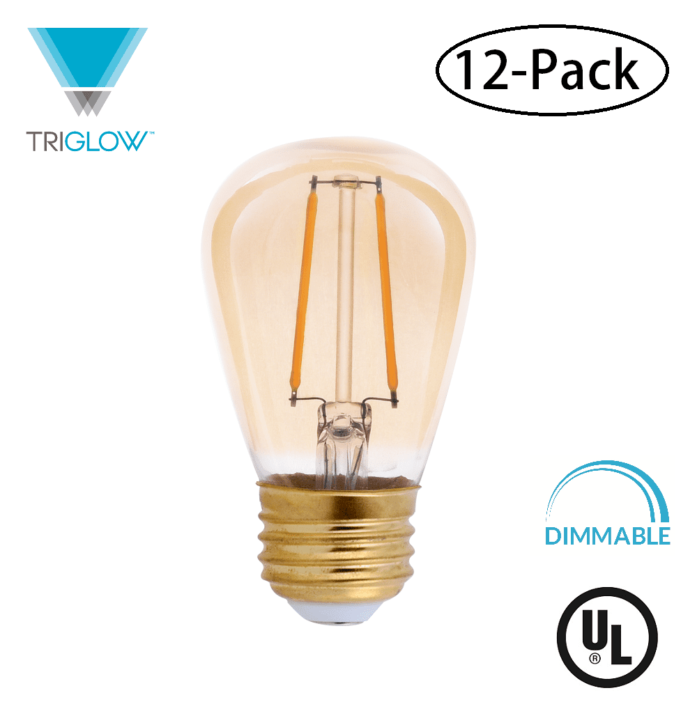 TriGlow (12-Pack) LED 2-Watt (25W Equivalent) S14 Amber Glass Bulb ...