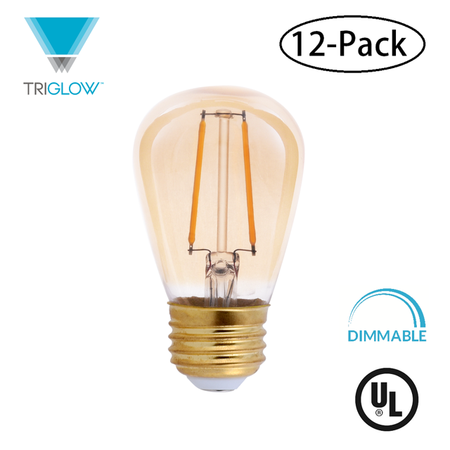 TriGlow (12-Pack) LED 2-Watt (25W Equivalent) S14 Amber Glass Bulb ...