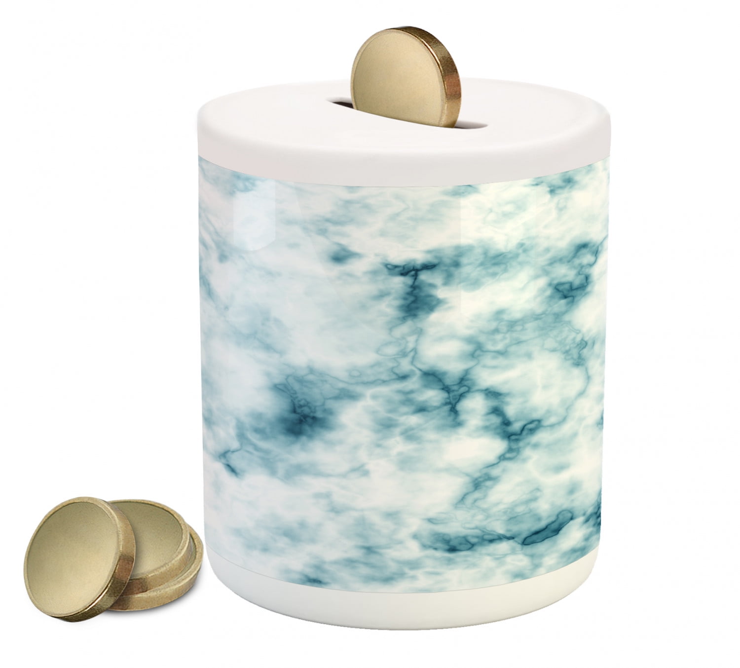 Nature Piggy Bank, Fluffy Cloud Skyline Like Marble Motif Grunge and ...