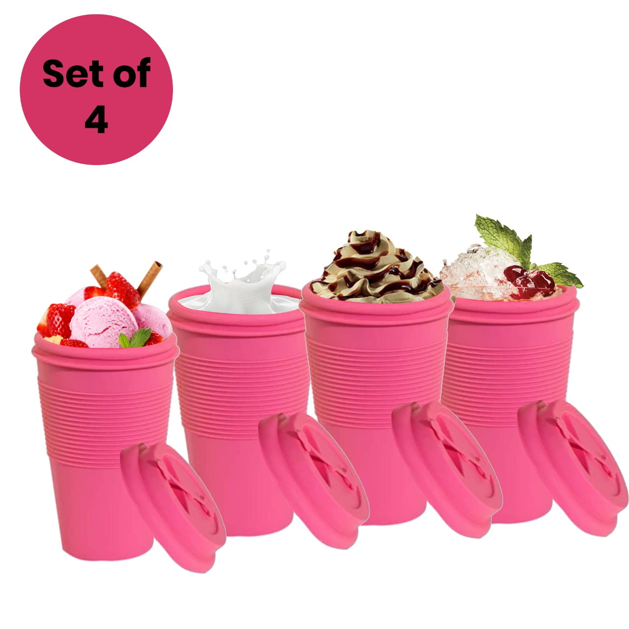 ITPCINC Reusable Silicone Cups for Coffee with Lids, Reusable Travel ...