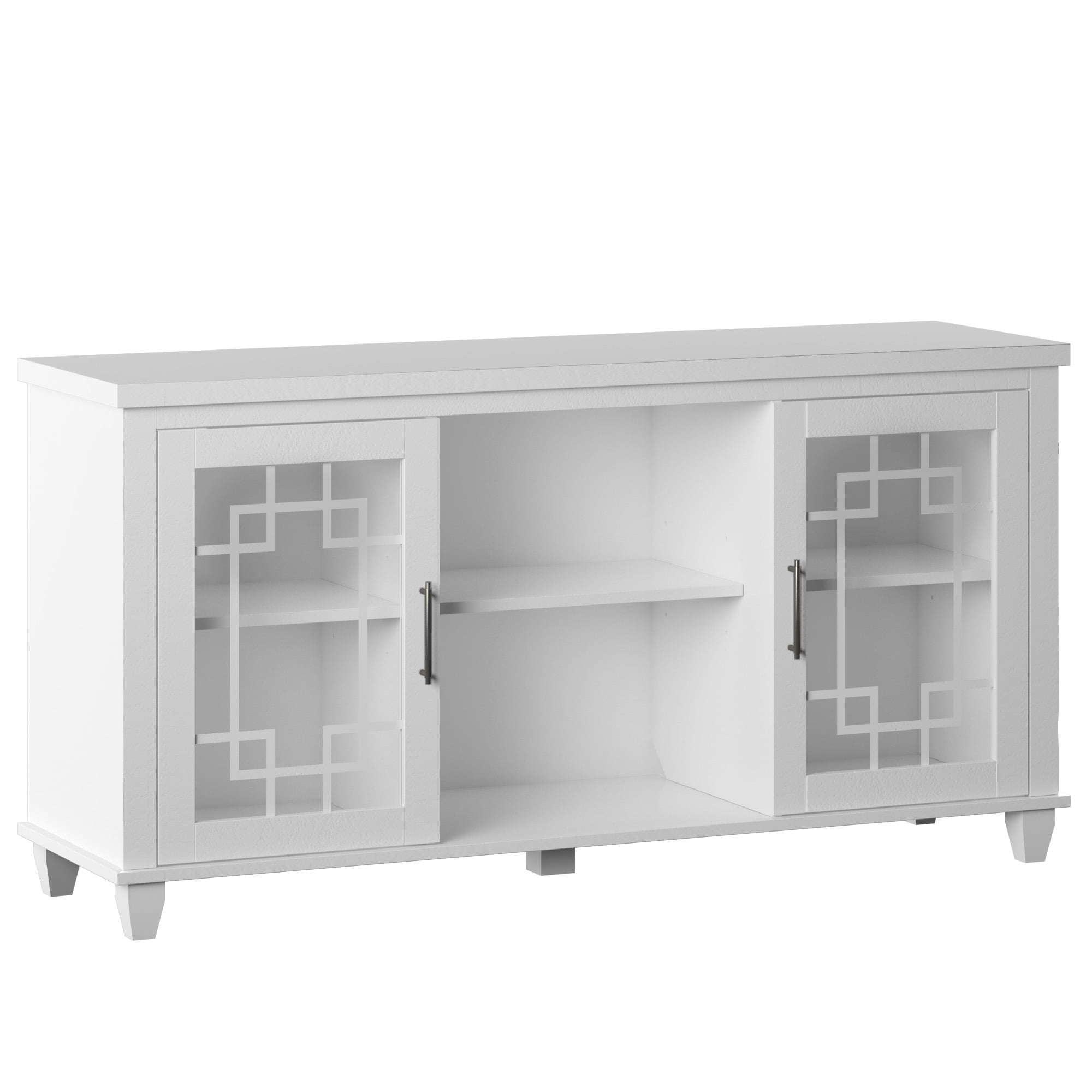 TV Stand for TVs up to 60" with Glass Doors in White - Walmart.com