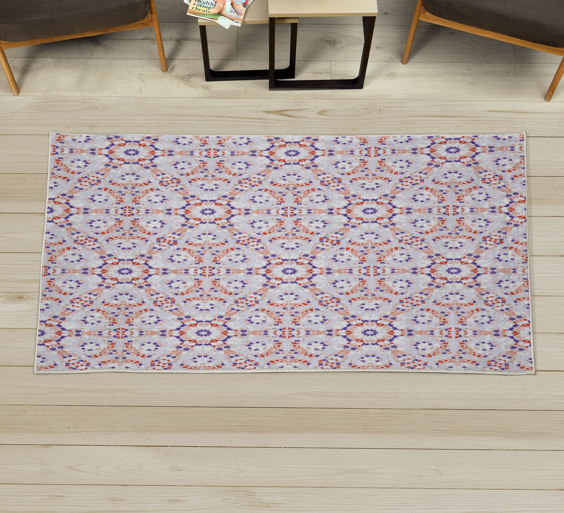 Mosaic Decorative Rug, Antique Roman Time Inspired Rock Design with ...