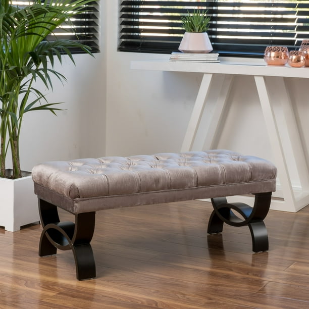 Bainbridge Contemporary Tufted Fabric Storage Ottoman Bench Light Blue