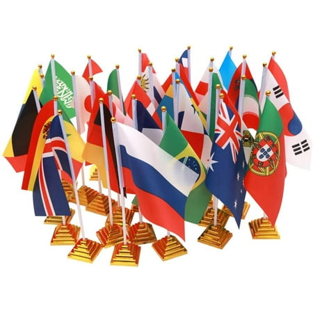 International World Country Desk Flags with Stand Mini Country Flag ...
