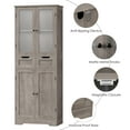Homfa 4 Doors Bathroom Cabinet, 3-Tier Wood Tall Linen Storage Cabinet ...