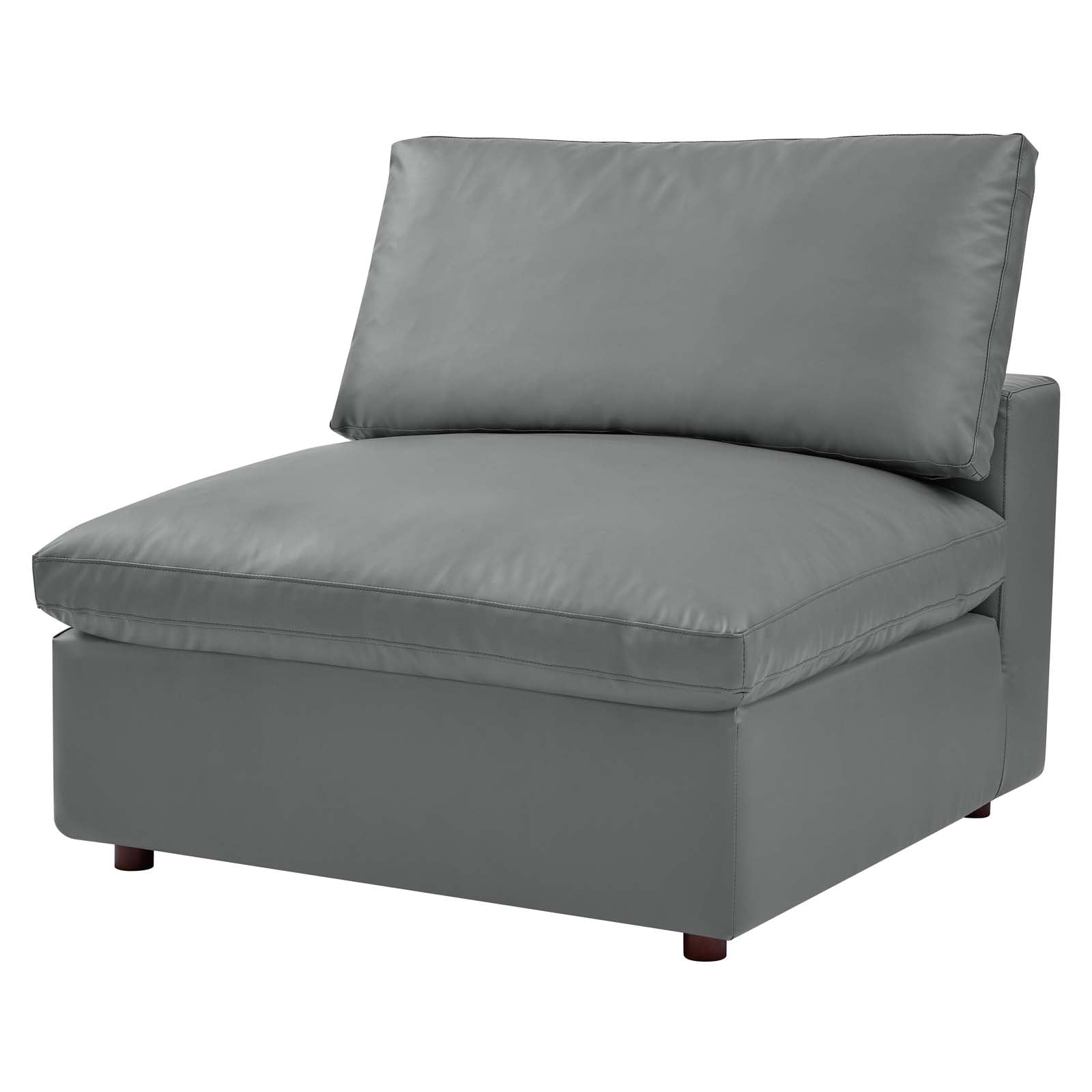 Sofa Middle Chair, Faux Vegan Leather, Grey Gray, Modern Contemporary ...