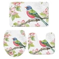 Bird Bathroom Rugs Set Spring Pink Flower Non Slip Absorbent Soft Bath ...