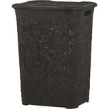 Superio 50L Large Lace Plastic Laundry Hamper with Lid - Brown (3 Pack ...