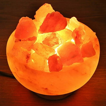Natural Himalayan Salt Lamp Bowl, Hand Carved Crystal Salt Rock Light ...