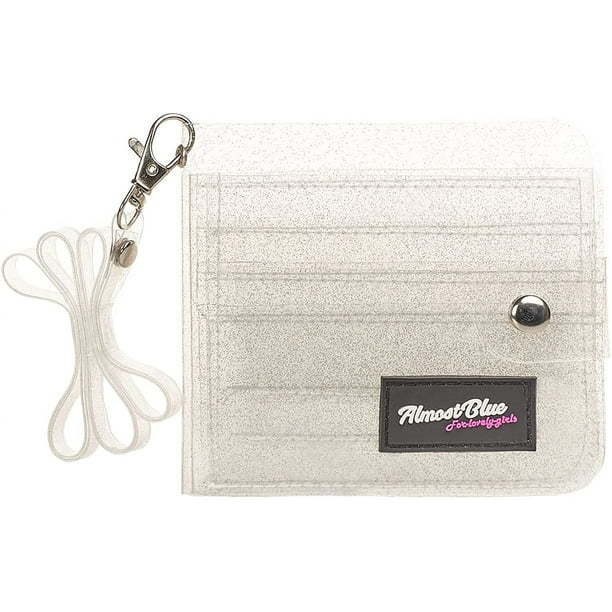 Clear Wallet for Women, Bifold Wallet Purse with Lanyard Cute Jelly ...